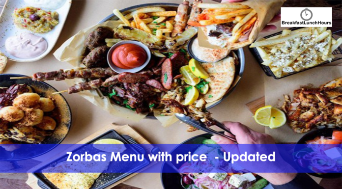 Zorbas Breakfast Menu, Kids, Lunch and Dinner Menu with Price 2022 ...